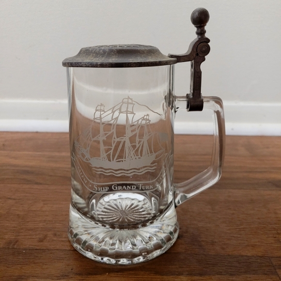 Old Spice | Dining | Alwe Clear Glass Stein Etched Ship Grand Turk ...
